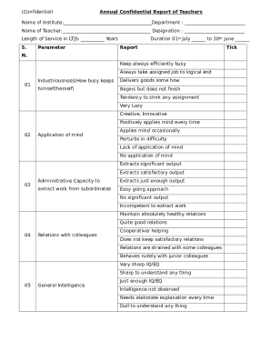 Fillable Online (Confidential)Annual Confidential Report of Teachers ...
