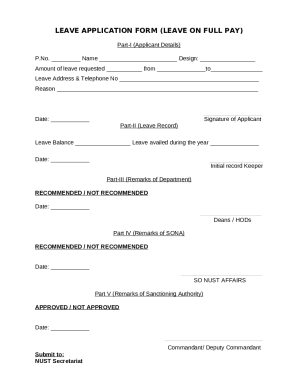 Improvement in Leave Application Doc Template | pdfFiller