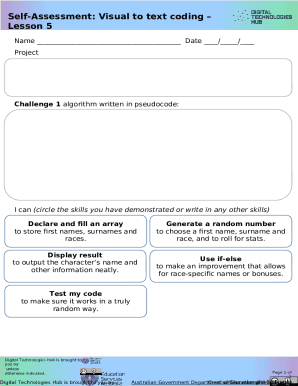 Self-Assessment: Visual to text codingLesson 2 Doc Template | pdfFiller