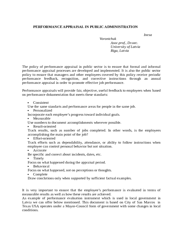 A Study on Perance Appraisal Private Sector Vs. Public ... Doc Template | pdfFiller