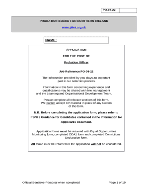 Application - Probation Board for Northern Ireland Doc Template | pdfFiller