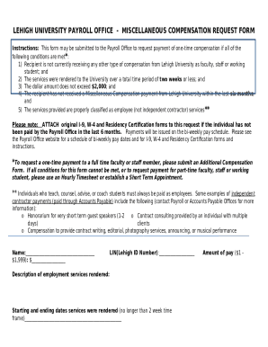 Miscellaneous Compensation Request - financeadmin lehigh Doc Template ...