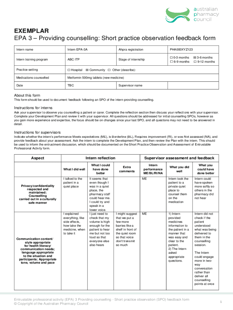 Fillable Online Providing counselling: Short practice observation ...