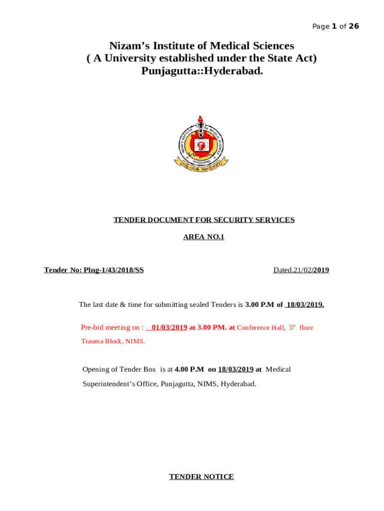 I General Instructions to Tenderers - NIMS Doc Template | pdfFiller