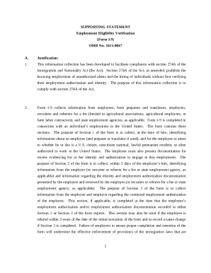 SUPPORTING STATEMENT FOR - RegInfo.gov Doc Template | pdfFiller