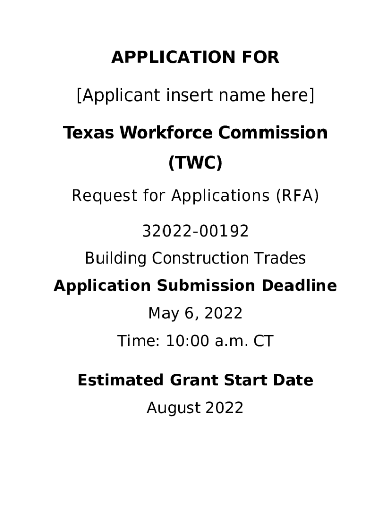Texas Workforce Commission Financial & Grant Ination Doc Template ...