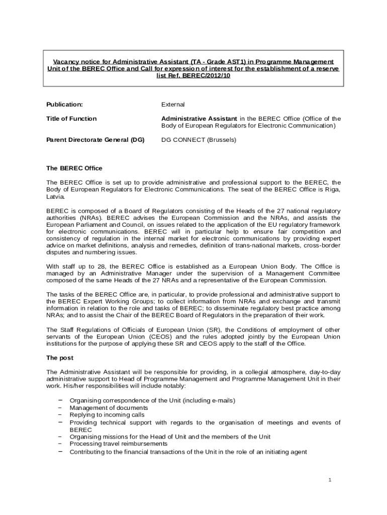 DRAFT Vacancy for a Head of Programme Management ... Doc Template ...