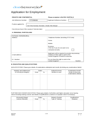 Application - v1 - Clear Day Nurseries Doc Template | pdfFiller