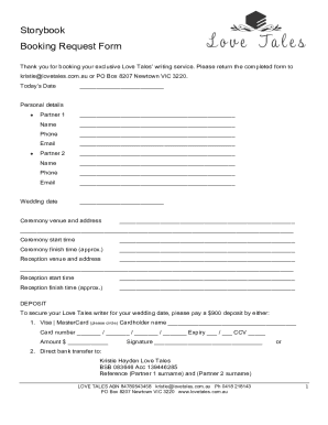 Fillable Online Storybook Booking Request Form Fax Email Print - pdfFiller