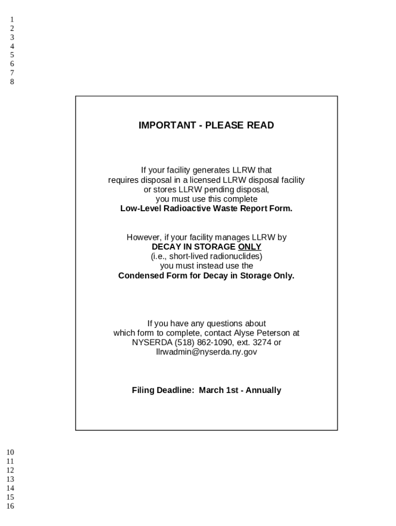 LOW-LEVEL RADIOACTIVE WASTE REPORT ... Doc Template | pdfFiller