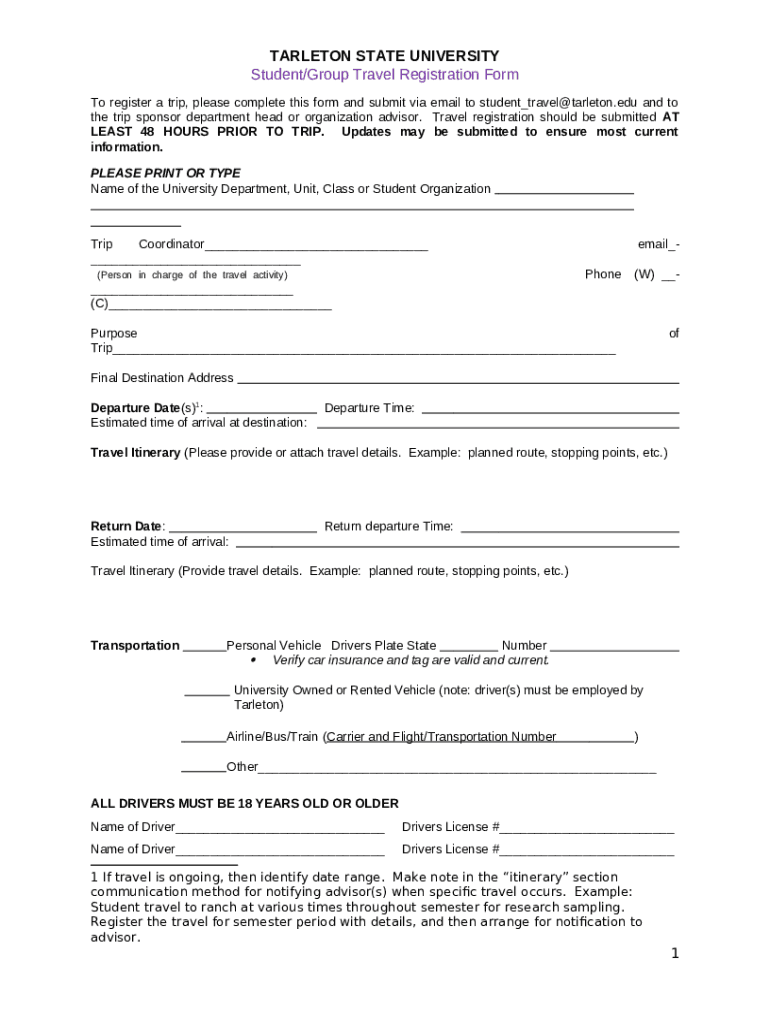 Tarleton State University THEATRE MAJORS HANDBOOK ... Doc Template | pdfFiller