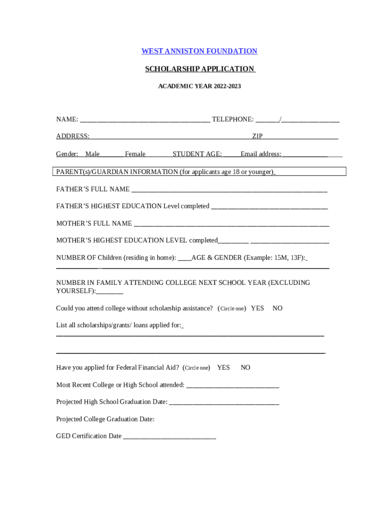 New Student Scholarship Application Doc Template | pdfFiller