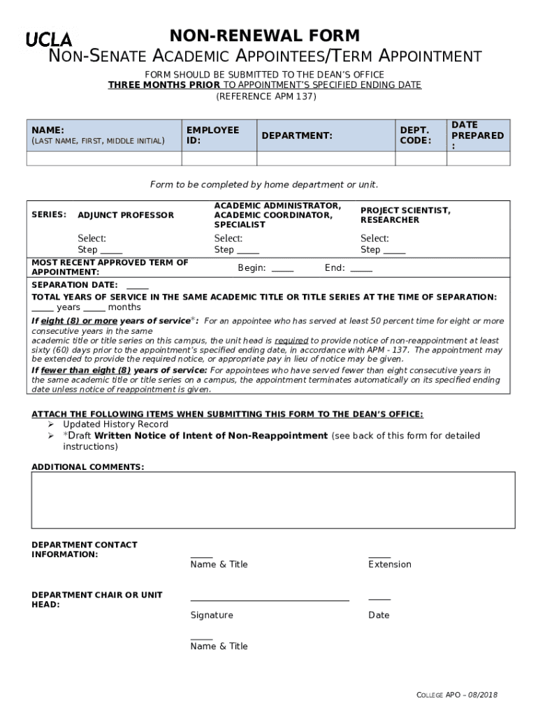 non-renewal for temporary appointees Doc Template | pdfFiller