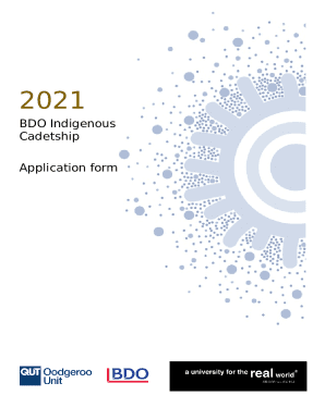 BDO Indigenous Cadetship application Doc Template | pdfFiller