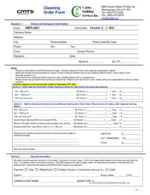 Fillable Online Cleaning Order Form - SME Fax Email Print - pdfFiller