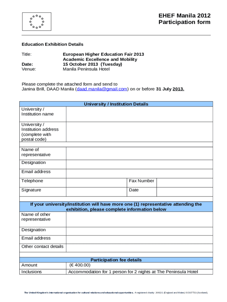 Free admission: European Higher Education Fair Manila ... Doc Template ...