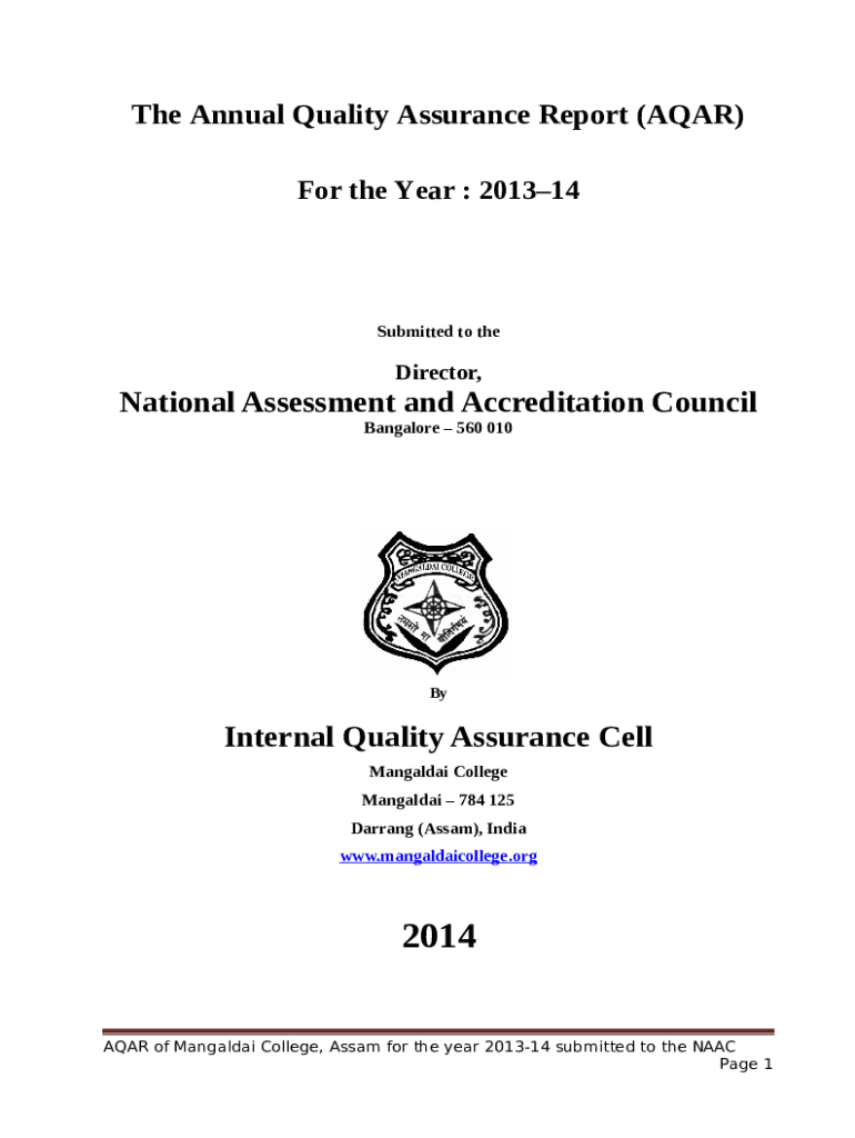 Annual Quality Assurance Report (AQAR) - IADC Doc Template | pdfFiller