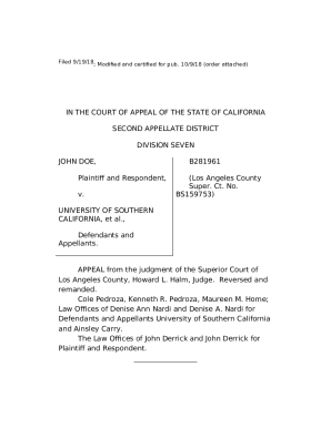 ATTORNEY INFO Attorney for Appellant John Doe COURT ... Doc Template | pdfFiller