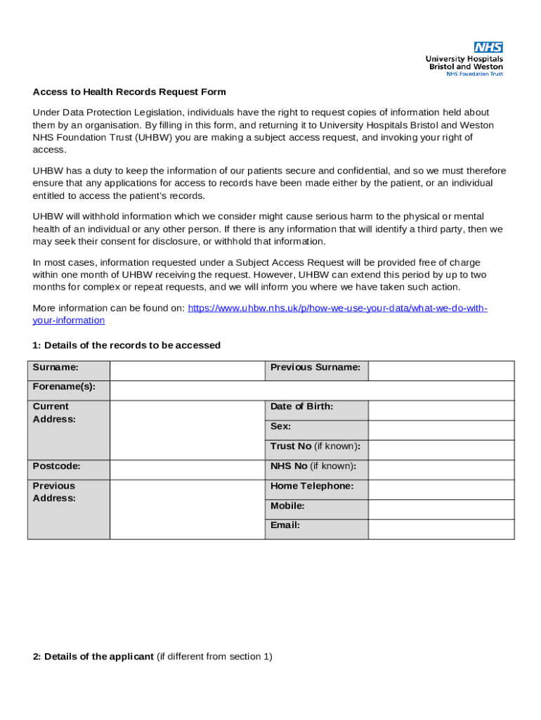Access to Health Records Request Doc Template | pdfFiller