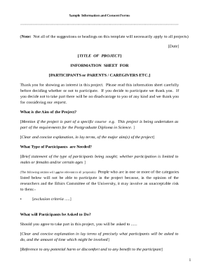 Ination Sheet and Consent for Participants Doc Template | pdfFiller
