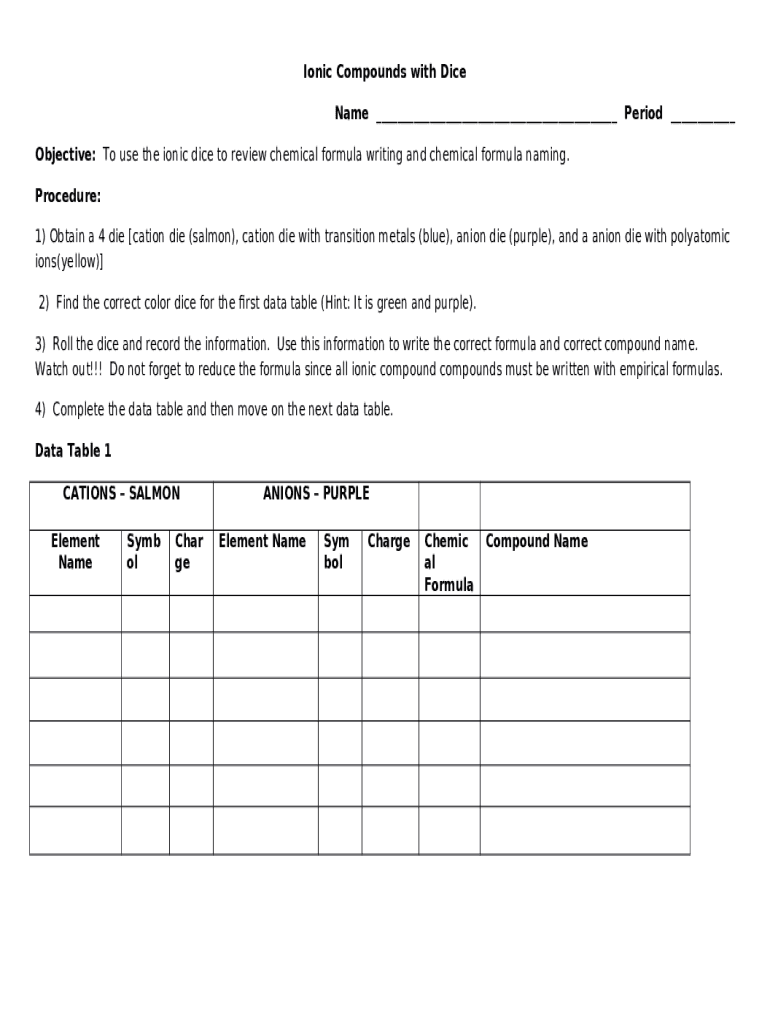 Solved Using the rules for writing the ulas of ionic ... Doc Template | pdfFiller