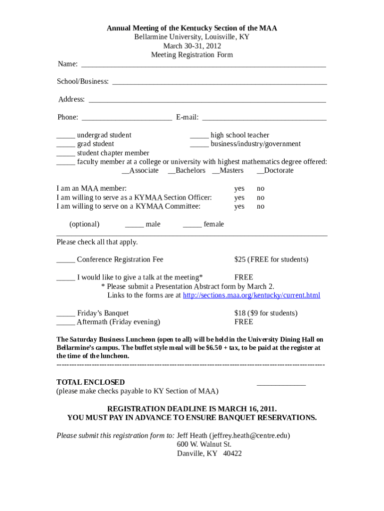 Registration - MAA Sections - sections maa Doc Template | pdfFiller