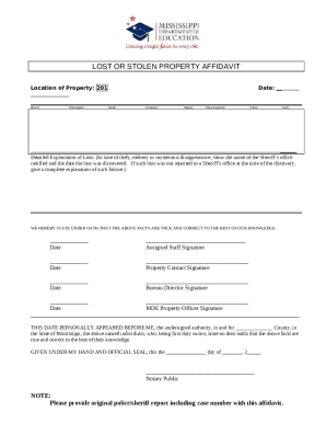 Lost or Stolen Property Affidavit - SCHOOLinSITES Doc Template | pdfFiller