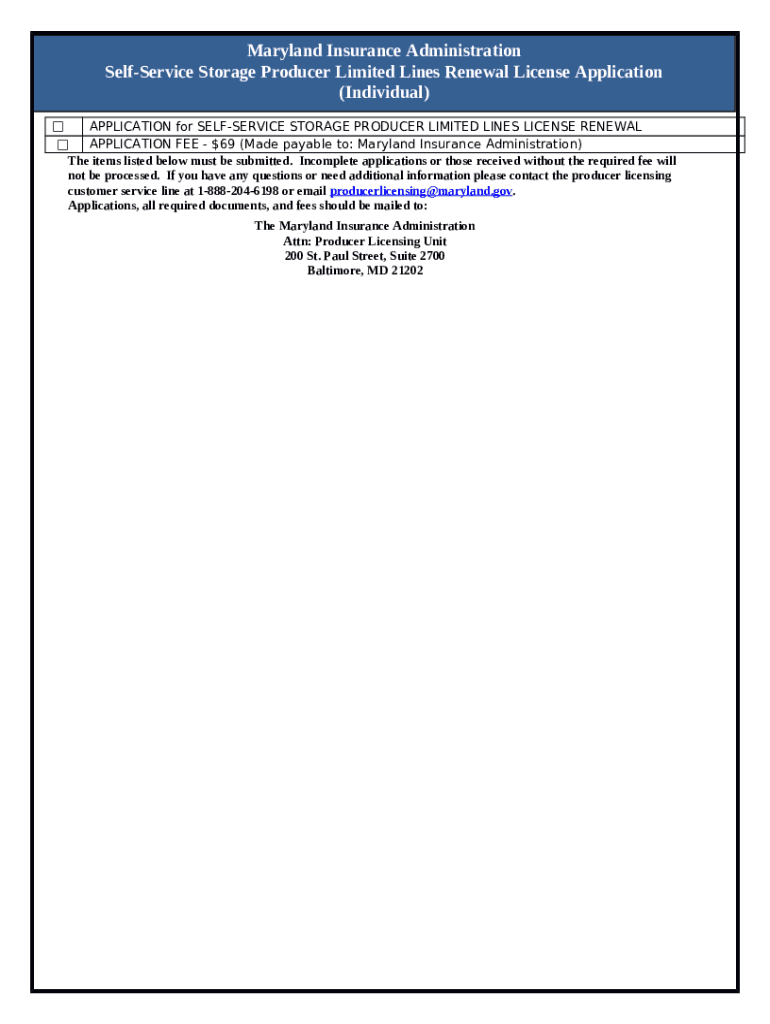 Self-Service Storage Producer Limited Lines License Fact Sheet Doc ...