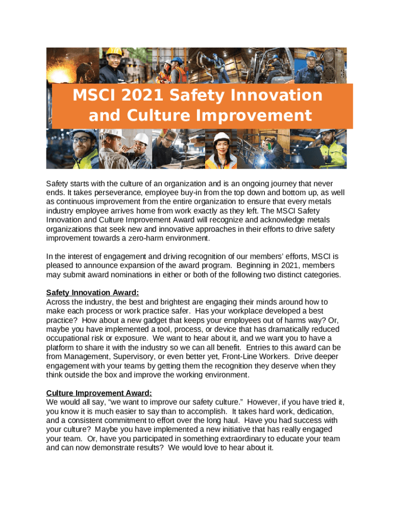 MSCI Safety - The Metals Service Center Institute Doc Template | pdfFiller