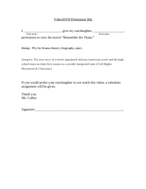 Syllabus Acknowledgement/Movie Permission Doc Template | pdfFiller