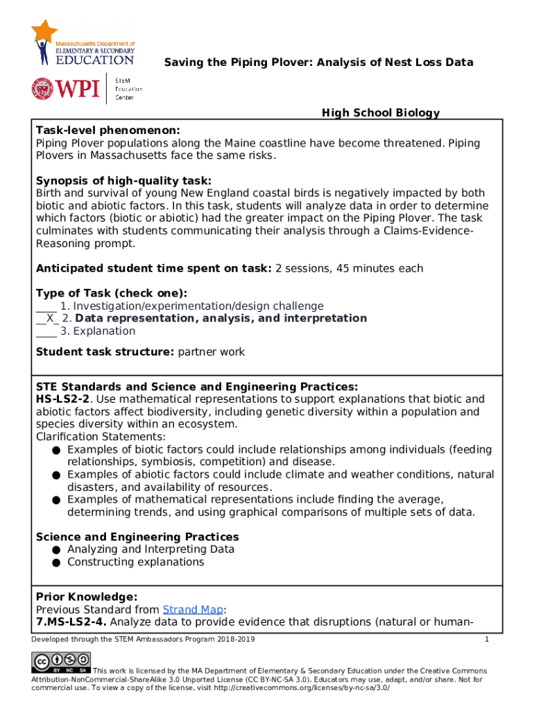 Piping Plover & Least Tern Ination Sheet - Maine Audubon Doc Template ...