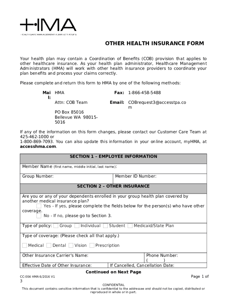 other health insurance Doc Template | pdfFiller
