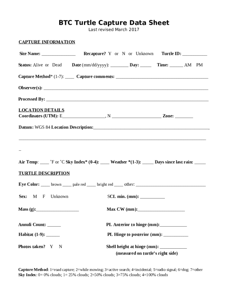 Instructions for Completing the Turtle Capture Data Sheet - boxturtle ...