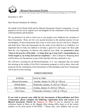 Fillable Online Blessed Sacrament Parish - Our Lady of Grace Fax Email ...