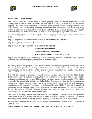 Dallas Trespass Affidavit - Fill Online, Printable, , Blank Doc ...