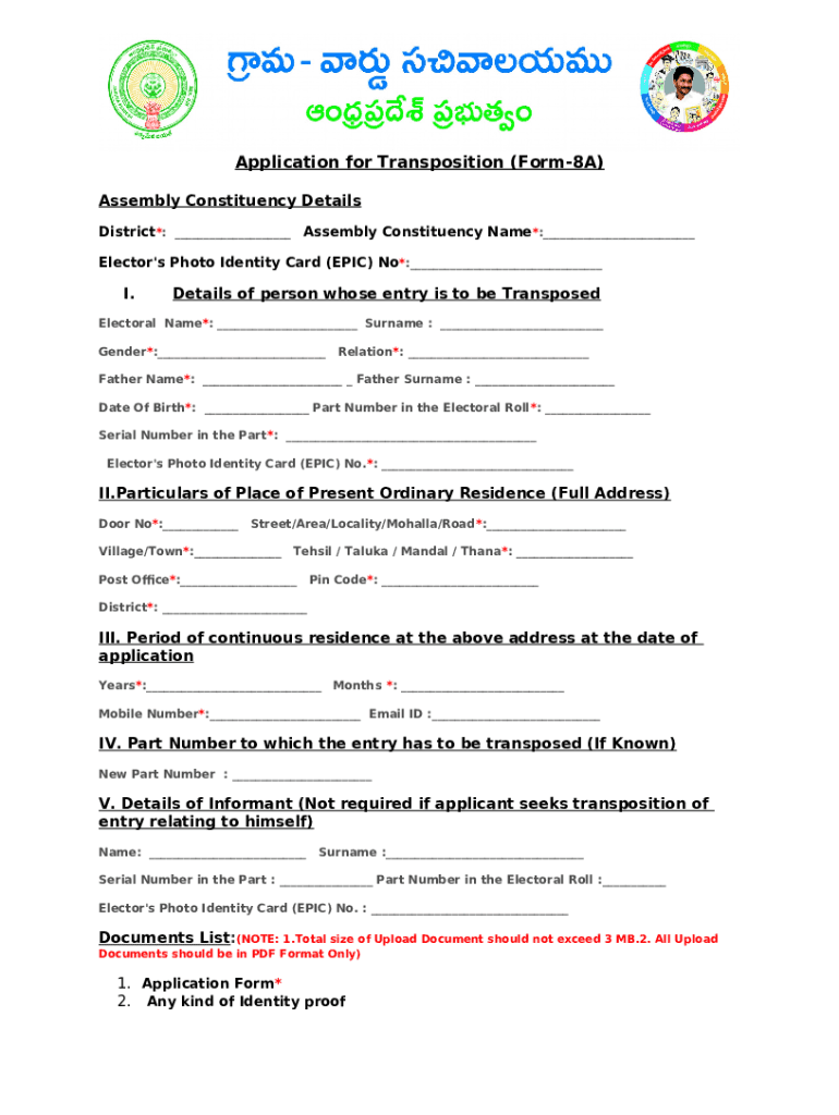 8A Application for transposition of entry - Yumpu Doc Template | pdfFiller