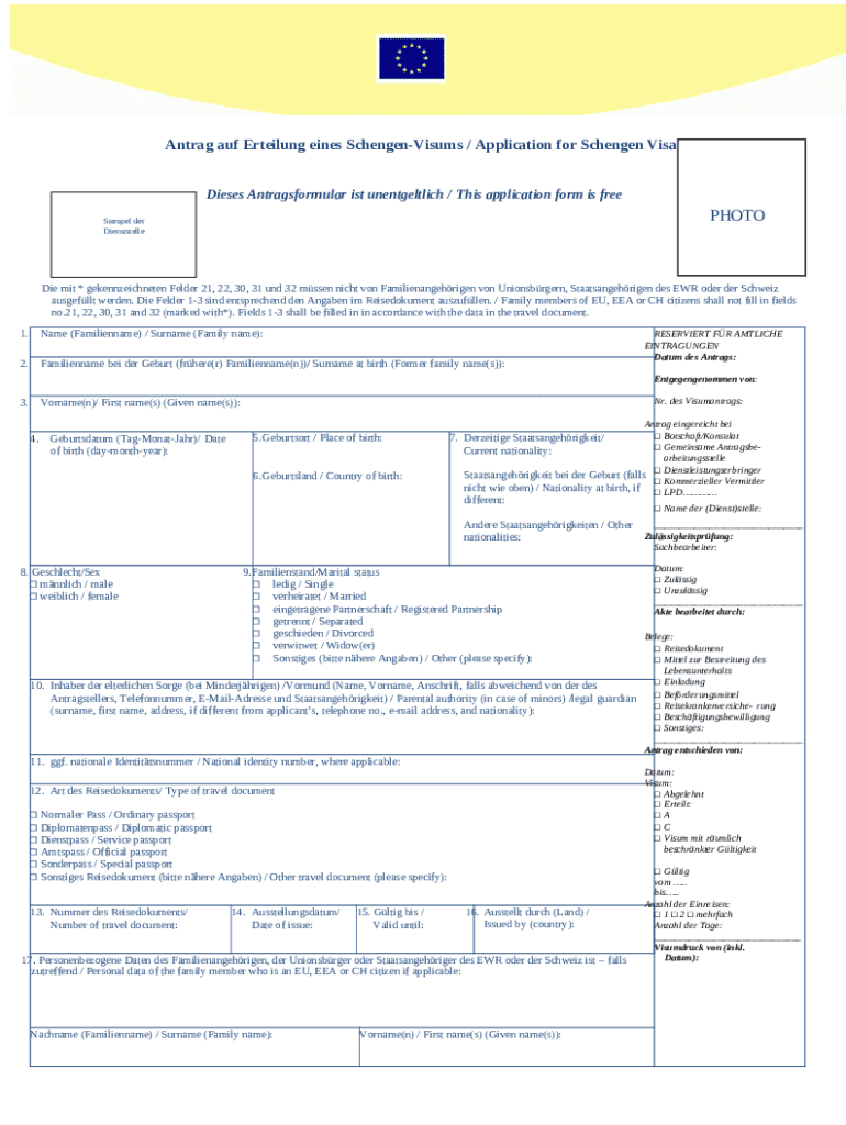 Antrags auf ein Schengen-Visum - BMEIA Doc Template | pdfFiller