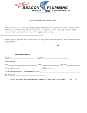 applicant's statement - Beacon Plumbing Doc Template | pdfFiller