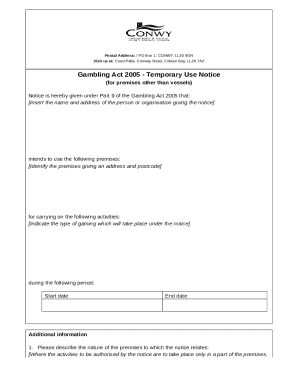 Temporary use notice Doc Template | pdfFiller