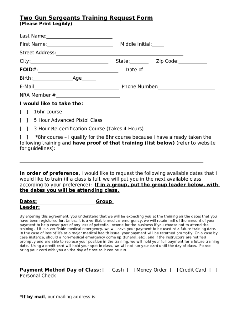 Training Request - 2 Gun Sergeants Doc Template | pdfFiller