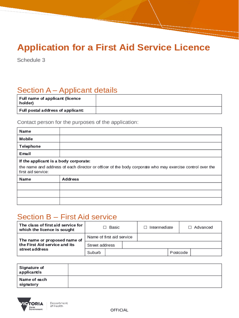 Application for the renewal of a first aid service licence Doc Template ...