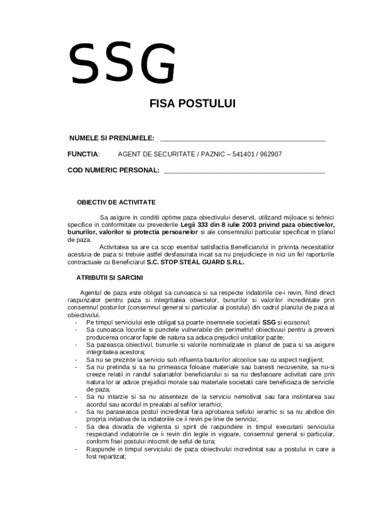 FISA-POSTULUI-agent-de-securitate.docx Doc Template | pdfFiller