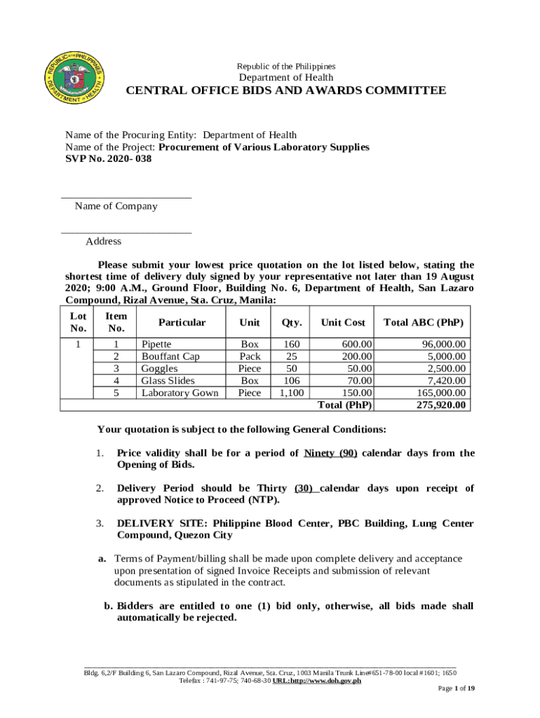 Technical Specifications - DOH - doh gov Doc Template | pdfFiller