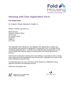 Application Housing with Care Anam Cara Doc Template | pdfFiller