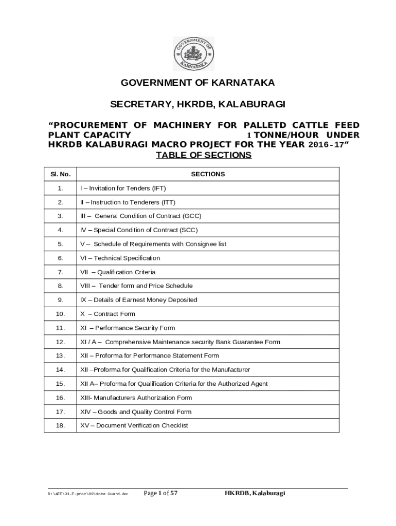 Tenders - KKRDB, Kalaburagi Doc Template | pdfFiller