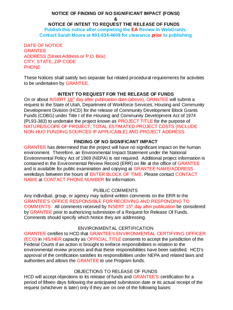 Sample Notice of Finding of No Significant Impact and ... - HUD - jobs ...