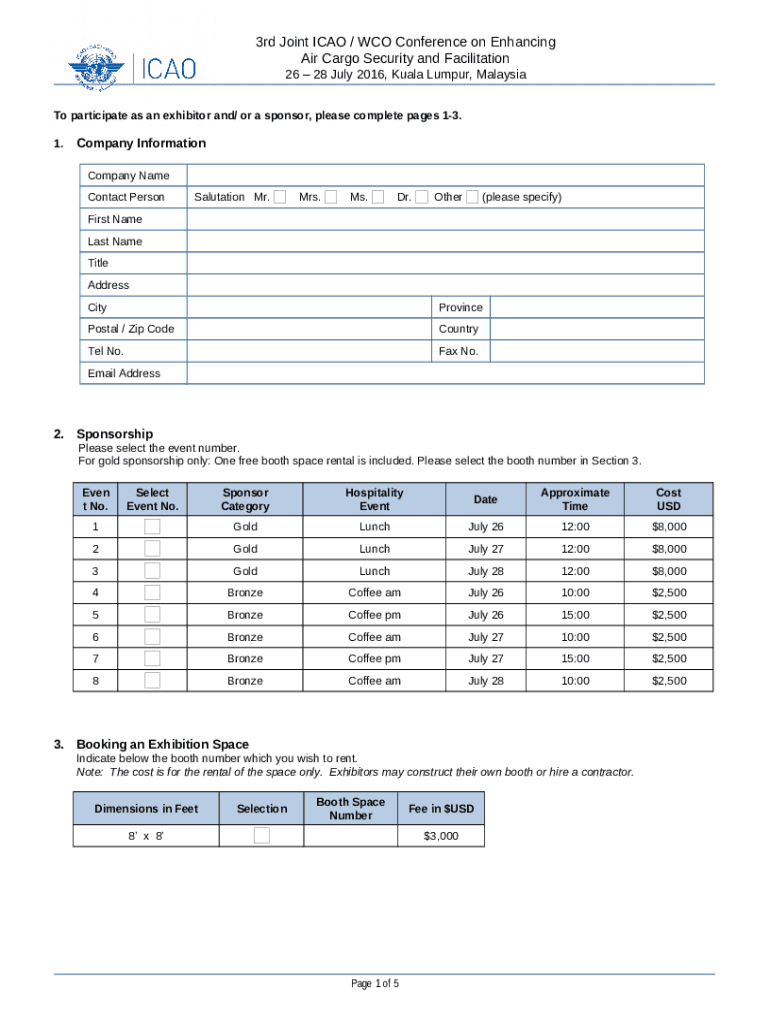 Sponsorship and Exhibitor Ination.docx - ICAO Doc Template | pdfFiller