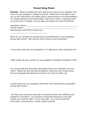 The Best Way to Fill Out a Parent's Brag Sheet Doc Template | pdfFiller