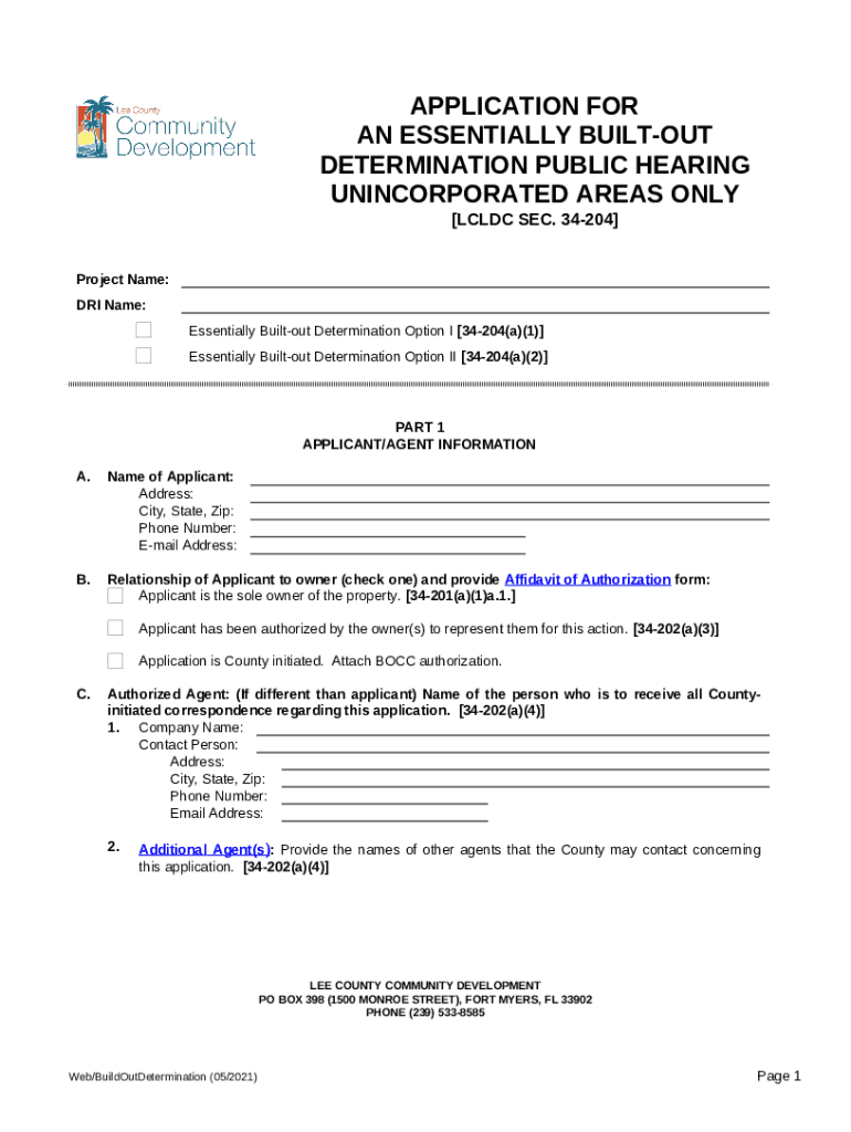 APPLICATION FOR AN ESSENTIALLY BUILT-OUT ... Doc Template | pdfFiller