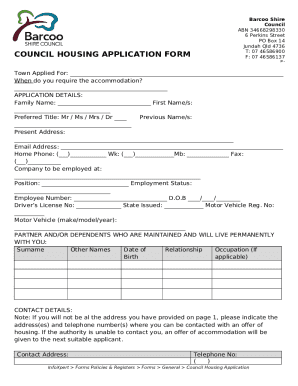 Housing Application City of London Doc Template | pdfFiller
